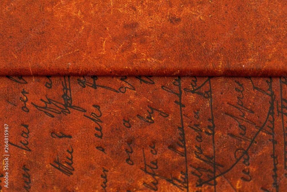 Structure of an old cover of books of red color with time marks in the ...