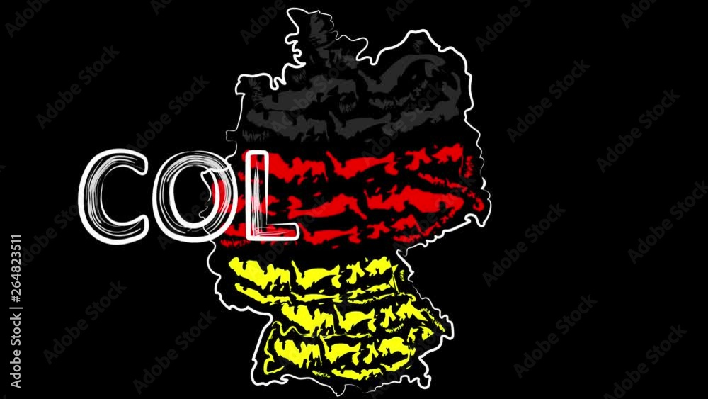 Animation. Germany. Cologne. The name of the city on the background of ...