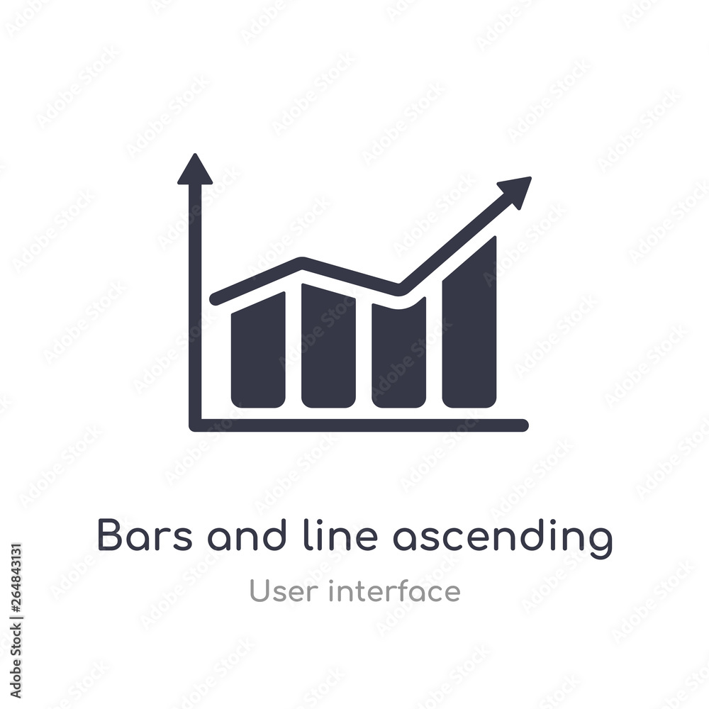 bars and line ascending of data analytics outline icon. isolated line vector illustration from ...