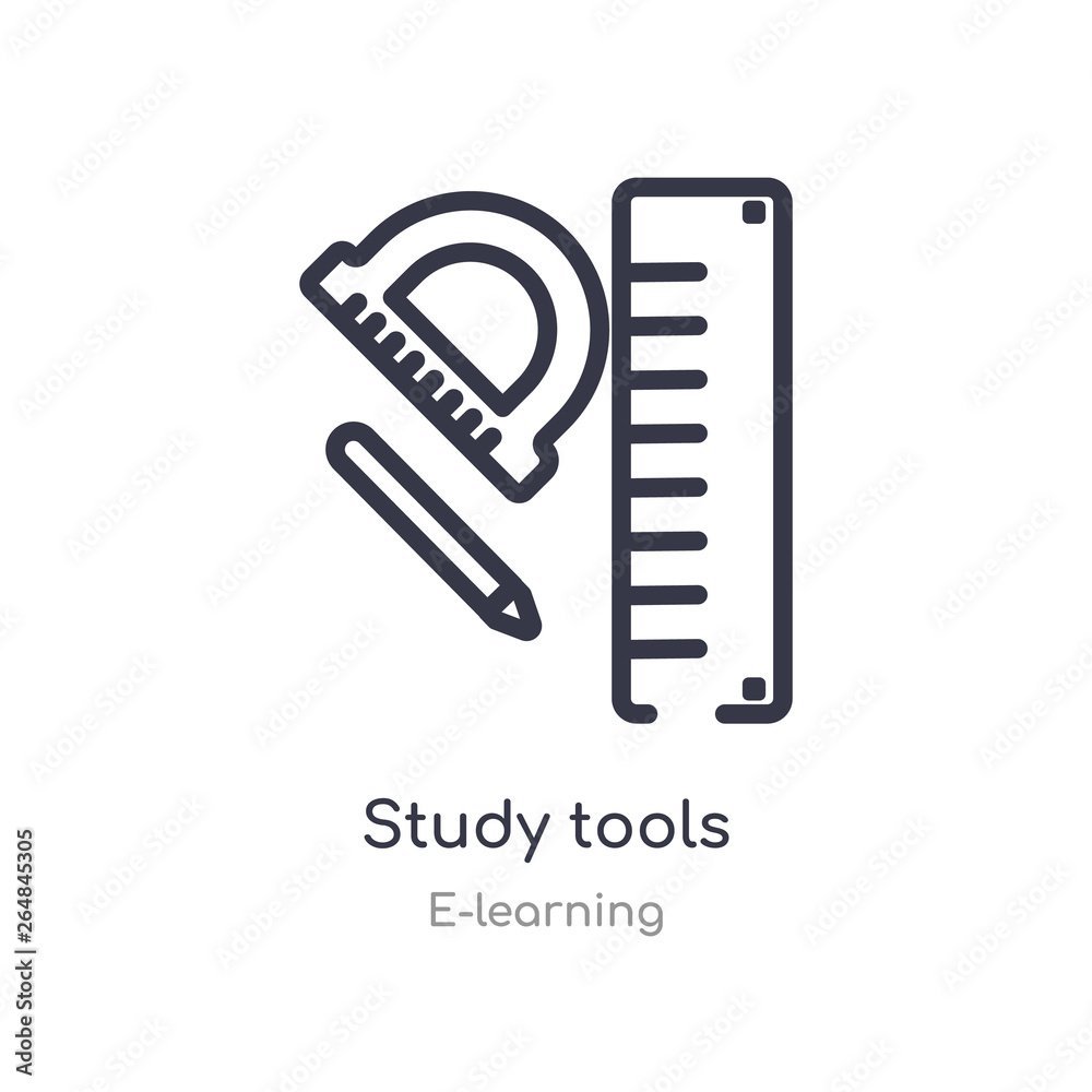study tools outline icon. isolated line vector illustration from e ...