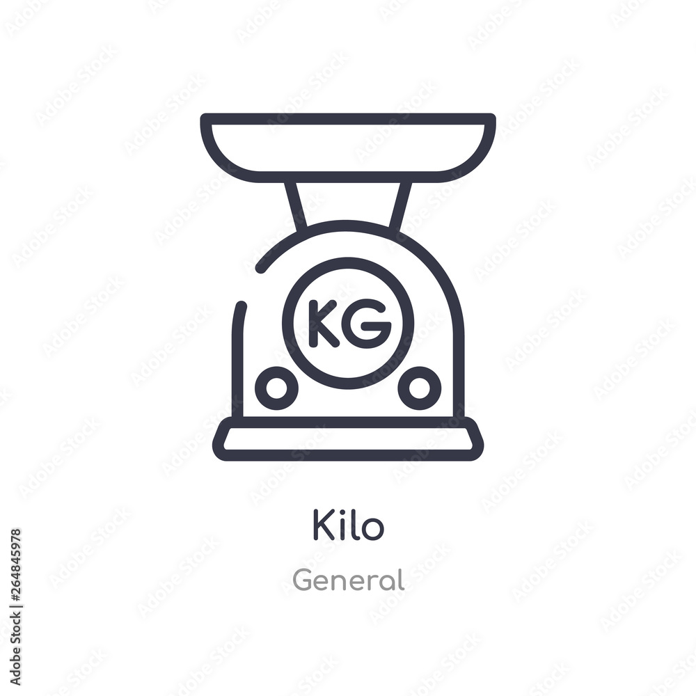 kilo outline icon. isolated line vector illustration from general ...