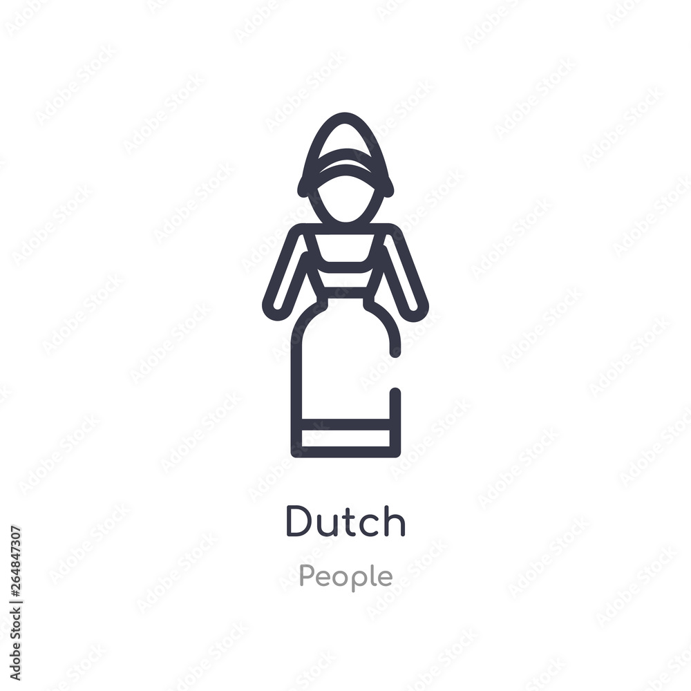 dutch outline icon. isolated line vector illustration from people ...