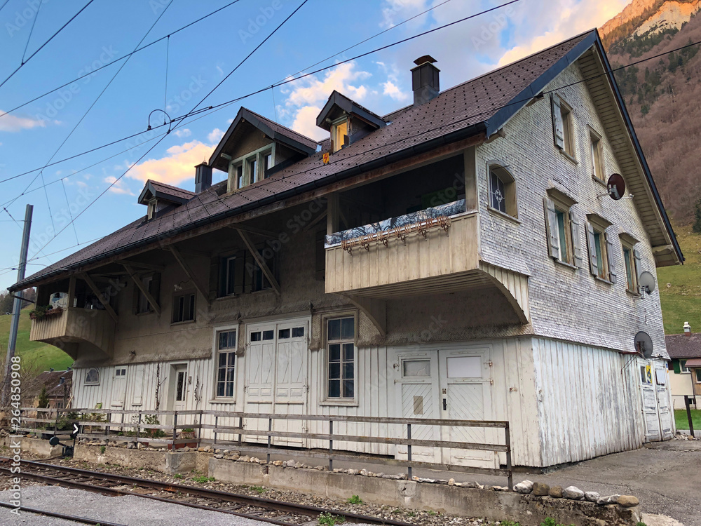 Rural traditional architecture with livestock farms in the ...