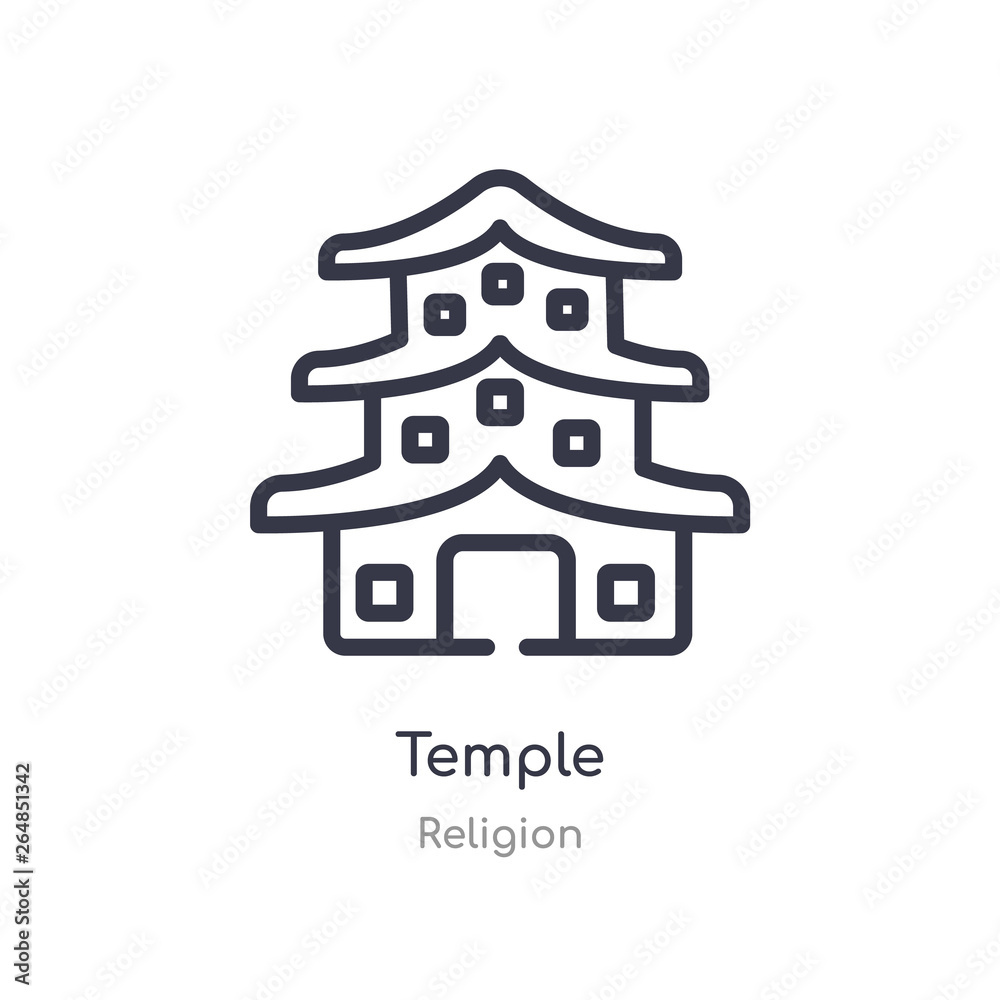 temple outline icon. isolated line vector illustration from religion ...