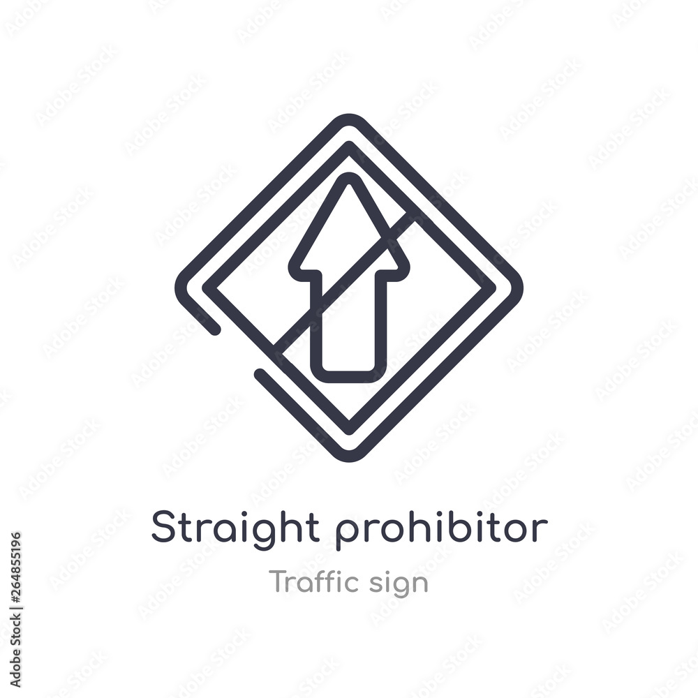 straight prohibitor no entry outline icon. isolated line vector ...