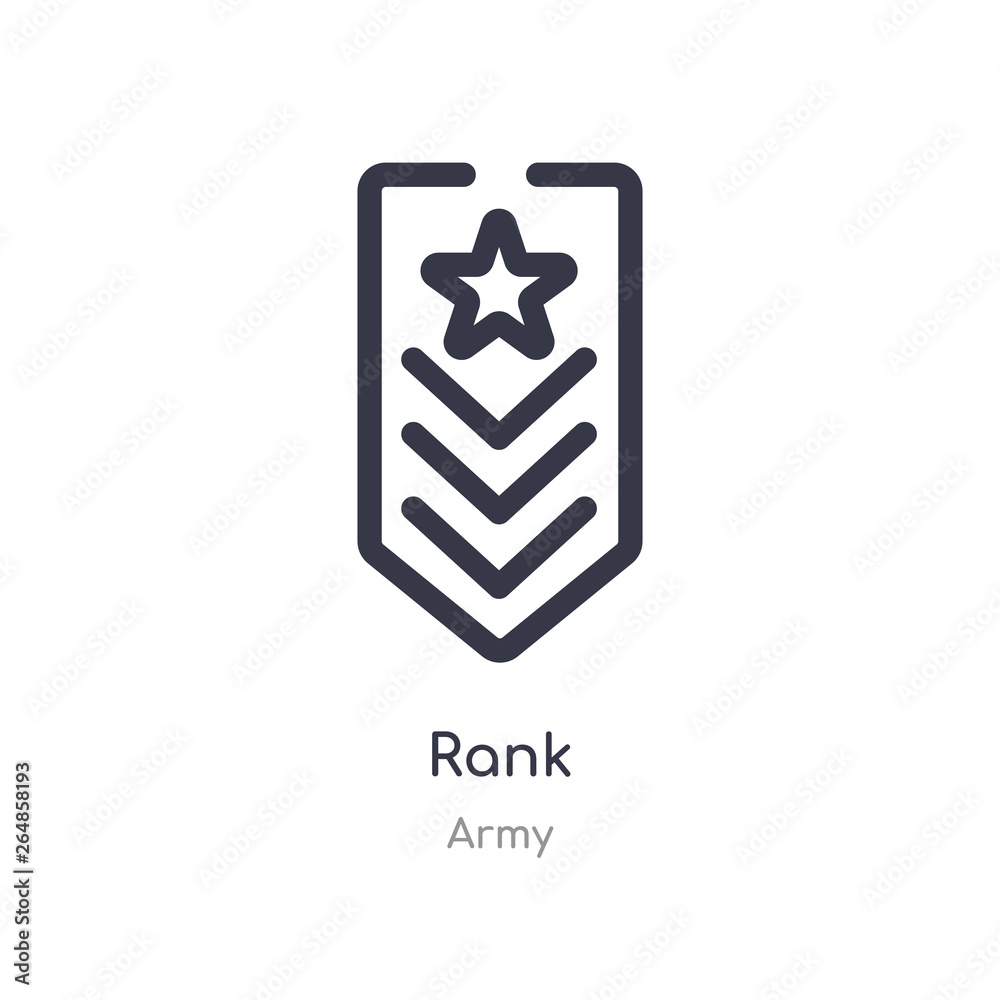 rank outline icon. isolated line vector illustration from army ...