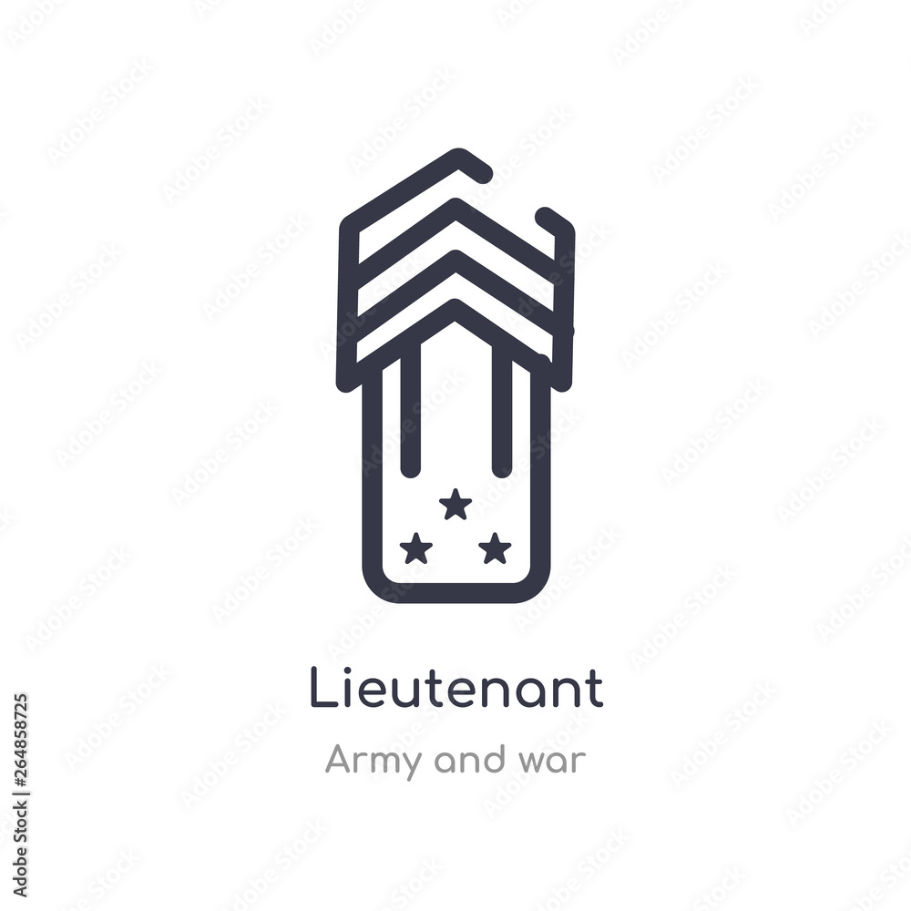 lieutenant outline icon. isolated line vector illustration from army ...