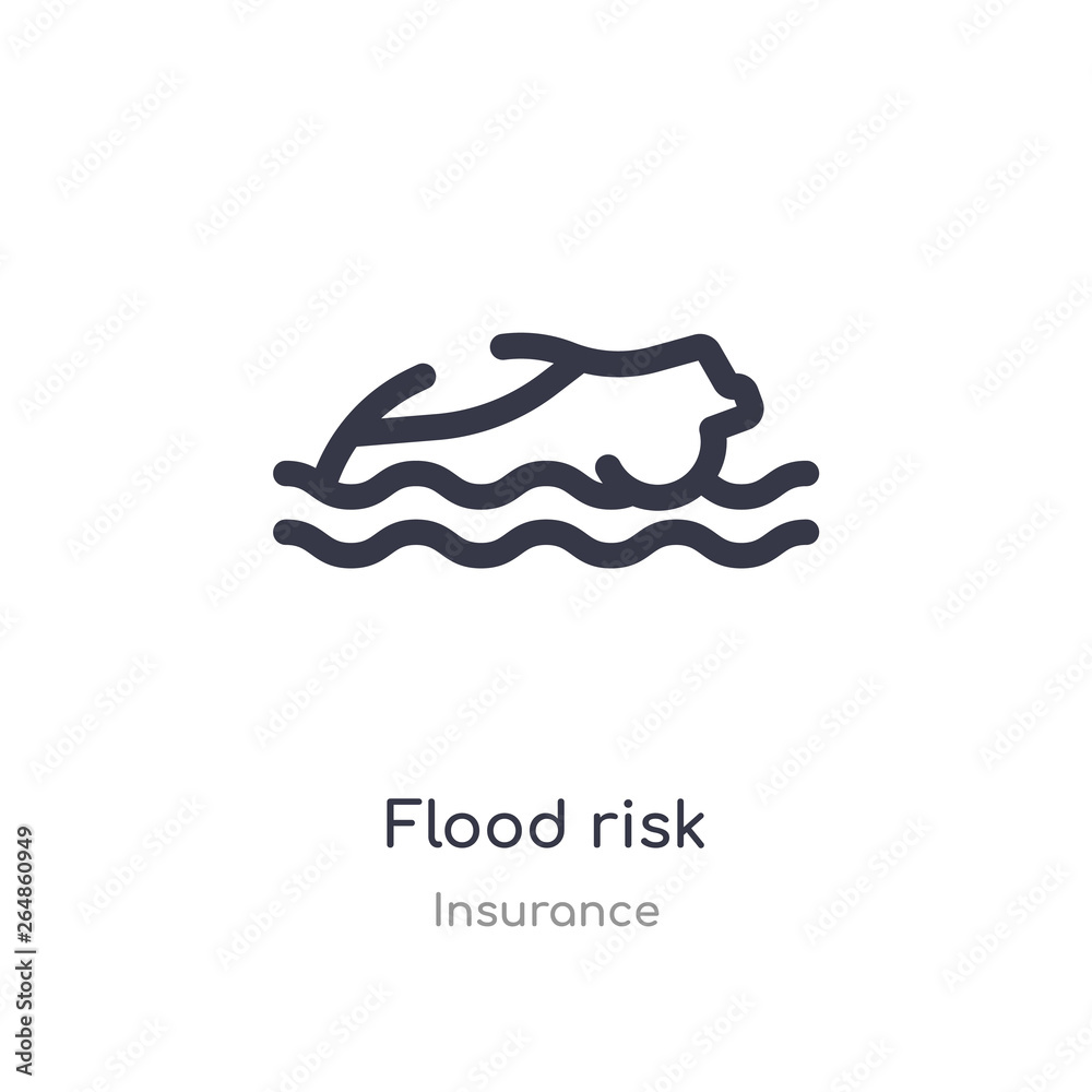 flood risk outline icon. isolated line vector illustration from ...