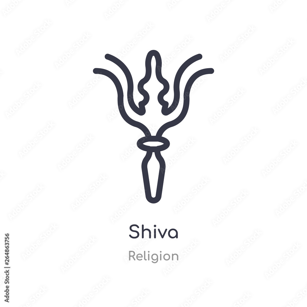 shiva outline icon. isolated line vector illustration from religion ...