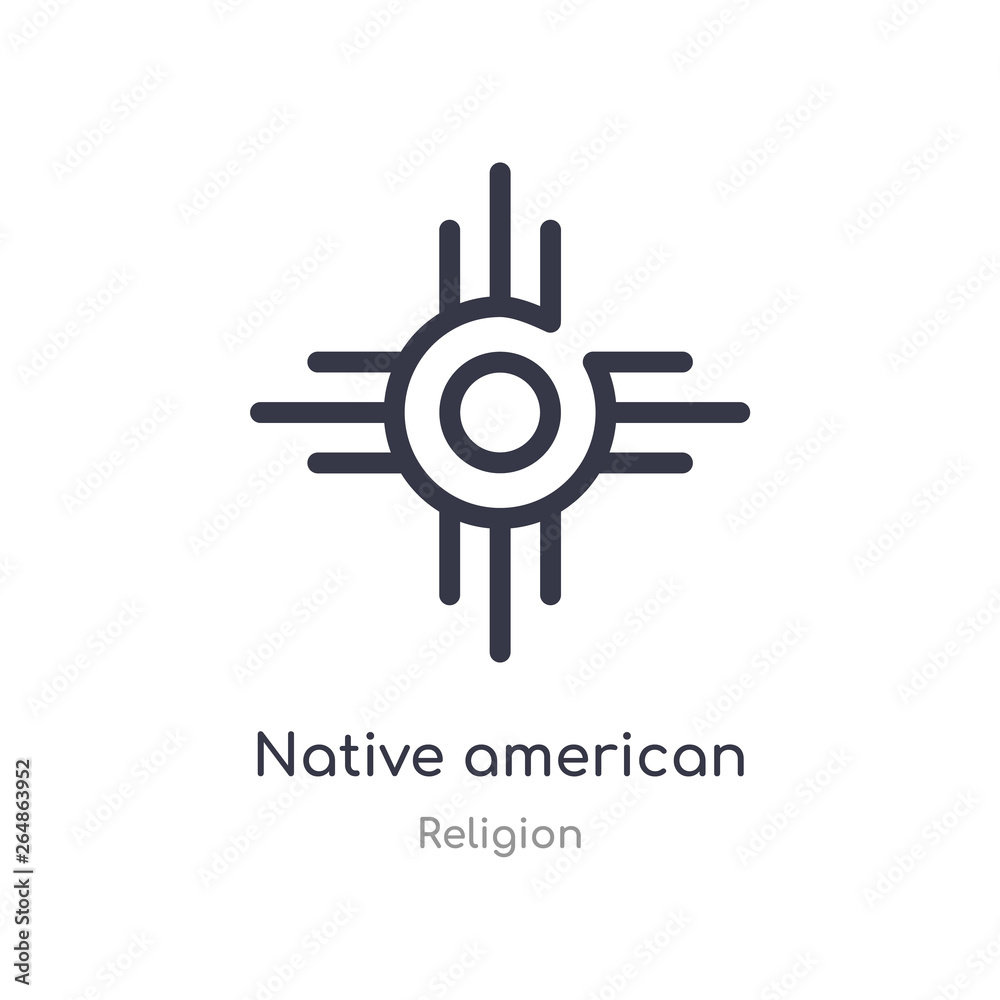 native american sun outline icon. isolated line vector illustration ...