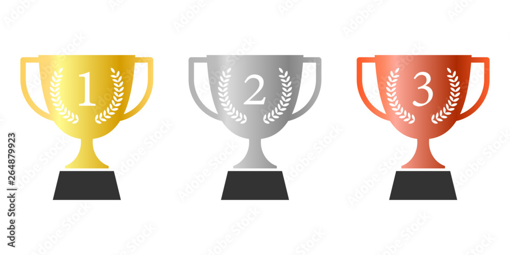 Number 1, 2 and 3 with laurel on trophy award vector collection ...