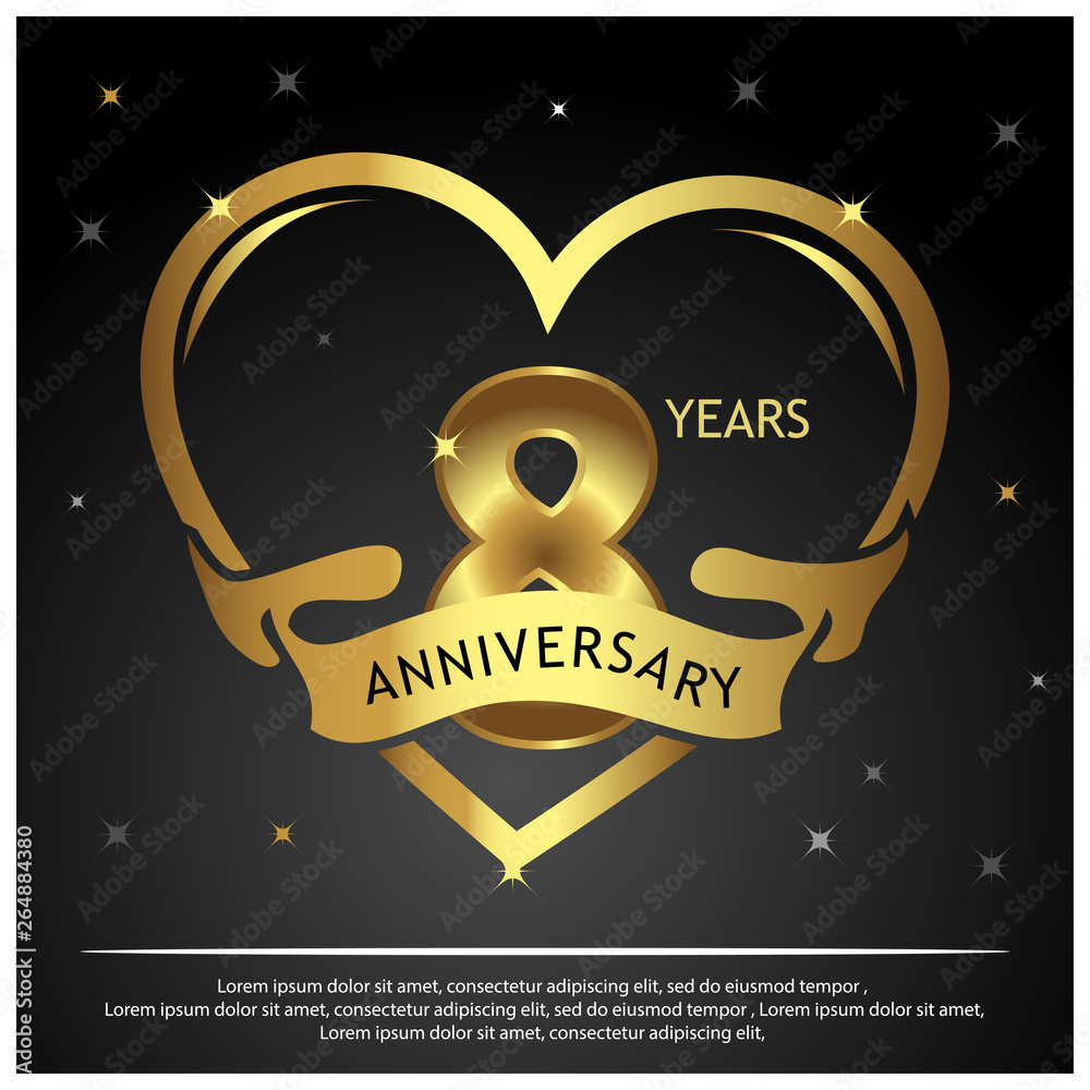 8 years anniversary golden. anniversary template design for web, game ...