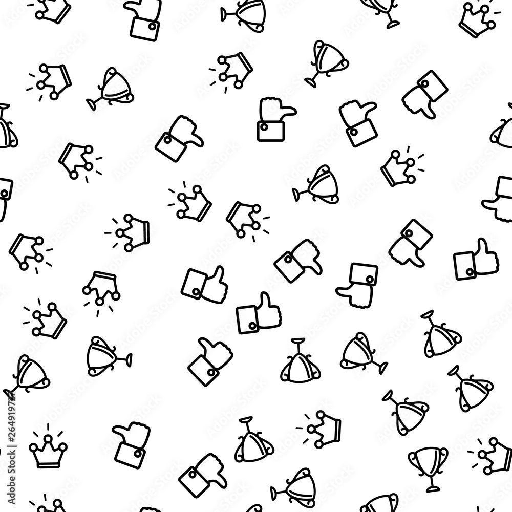 Congratulation Winner Seamless Pattern Vector. Thumb Up Applique, Cup ...