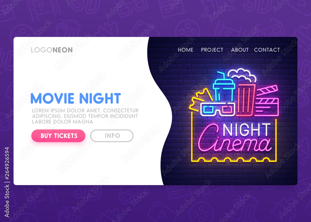 Online cinema landing page. Mock up website. Movie web page. Web banner ...
