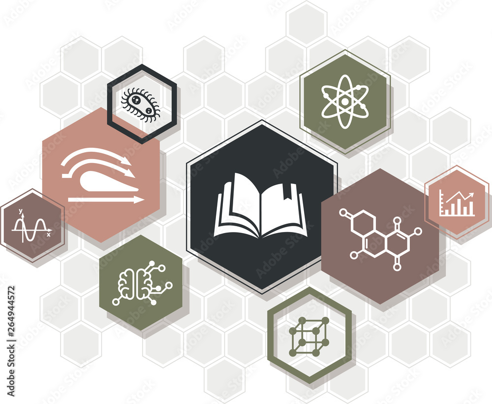 natural sciences symbols / STEM icon concept - vector illustration ...