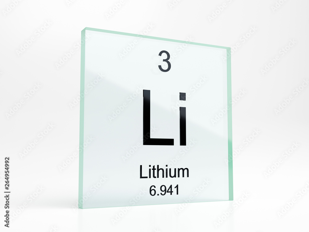 Lithium element symbol from periodic table on glass icon - realistic 3D ...