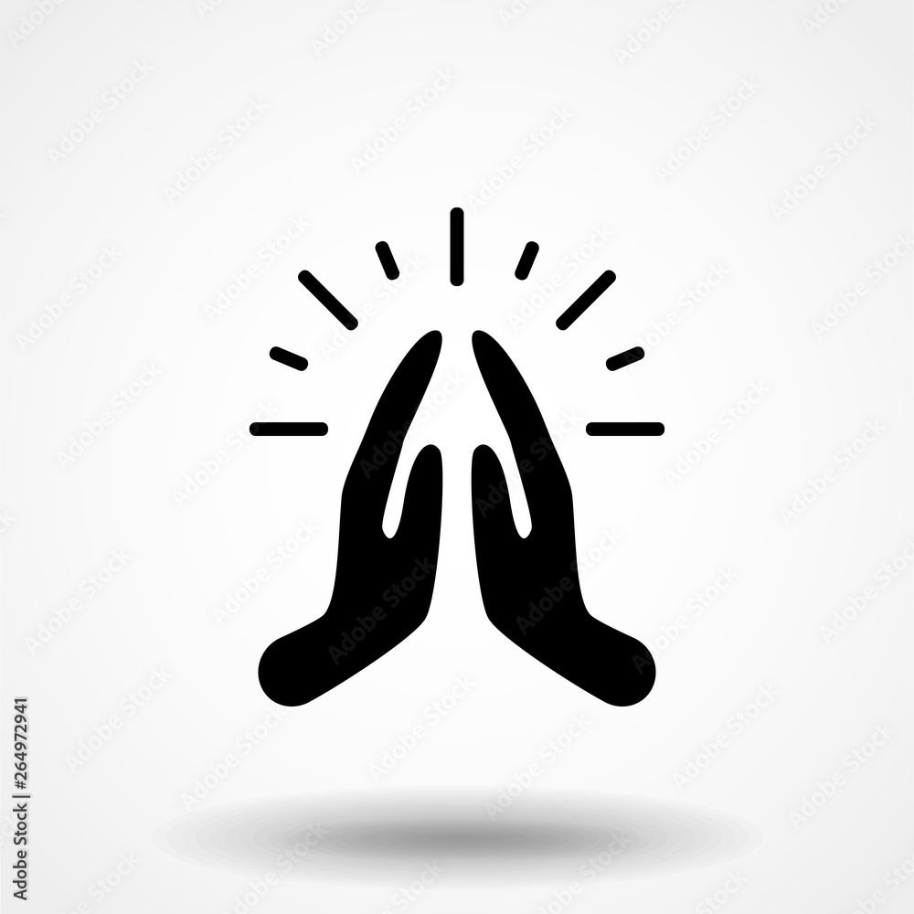 Pray or hands together in religious prayer flat vector icon for apps ...