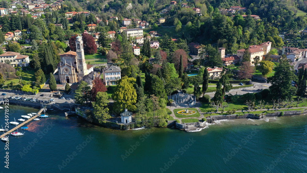 Aerial drone photo of iconic village of Tremezzina in lake Como one of ...