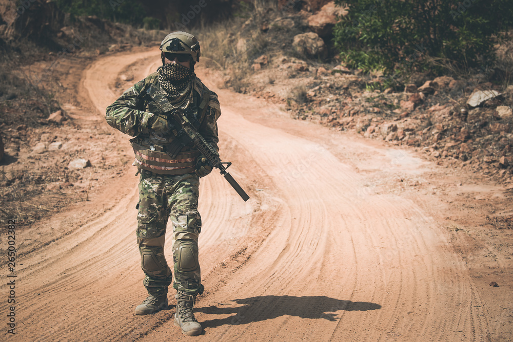 Soldiers of special forces on wars at the desert,Thailand people,Army ...
