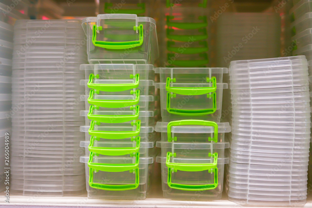 food containers on the shop counter. Multiple food containers Stock ...