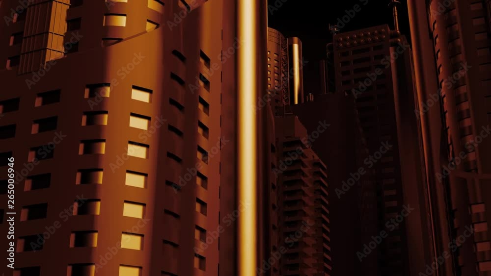 3d render of big buidings with camera that has loopable rotation ...