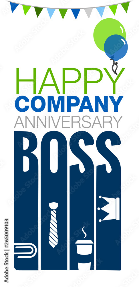 Happy Anniversary Boss banner flat vector Illustration Stock Vector ...