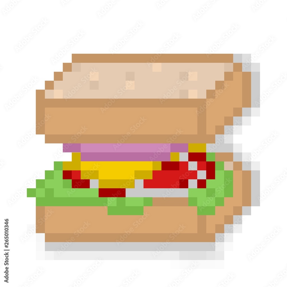 Sandwich pixel art illustration concept Stock Illustration | Adobe Stock
