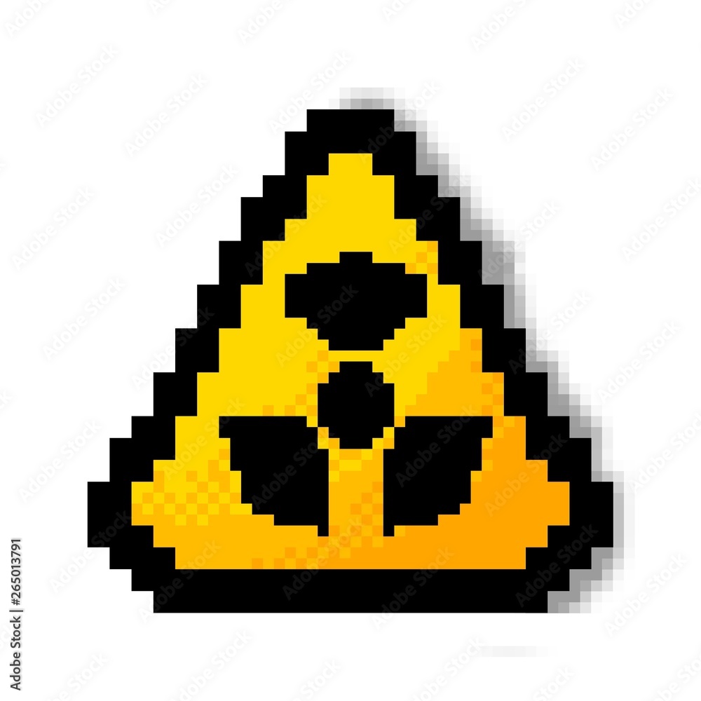 Warning pixel art sign illustration Stock Illustration | Adobe Stock