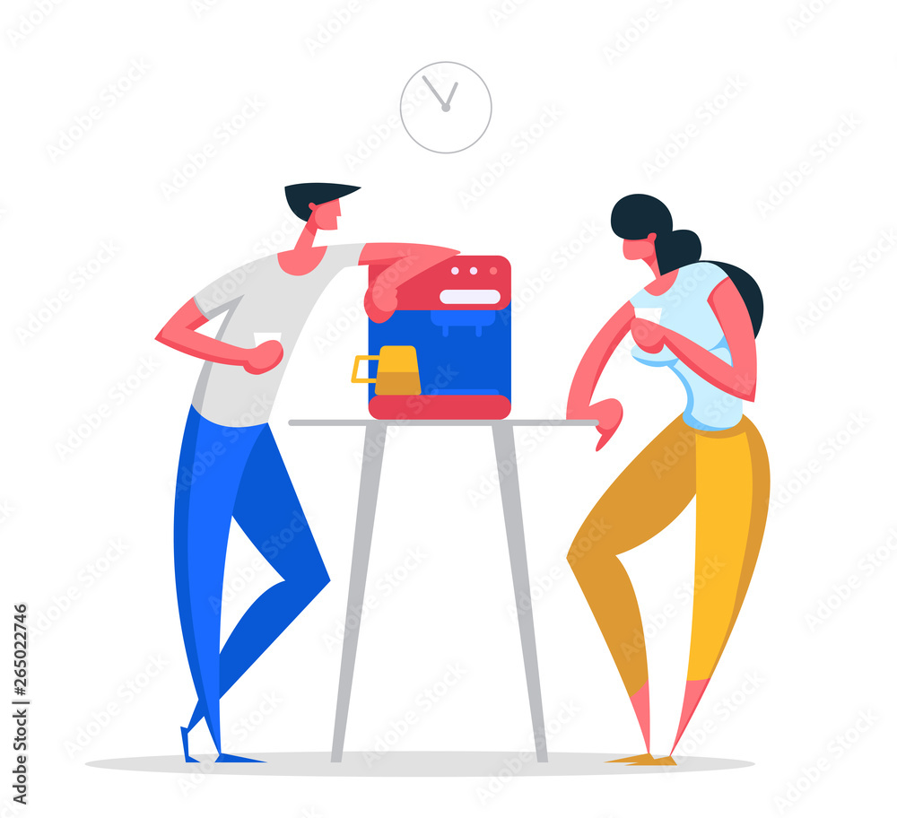 Business People on Coffee Break at Work. Man and Woman Characters Lunch ...