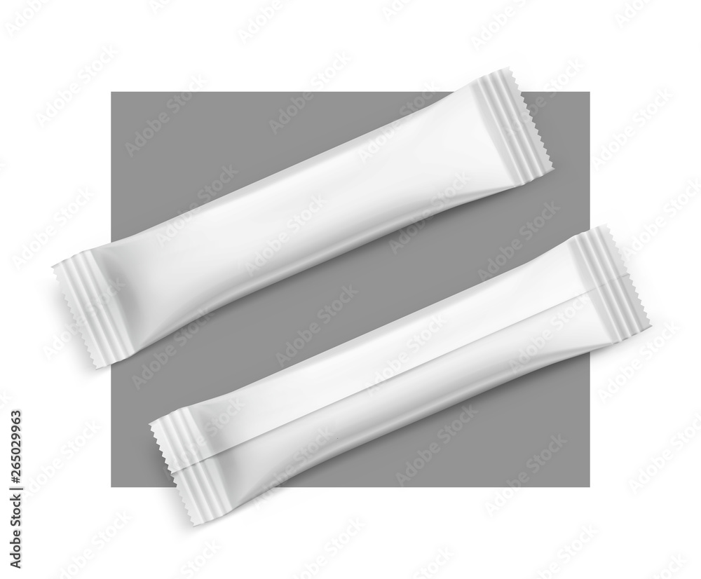 Realistic stick pack for products of the food and cosmetic industry ...