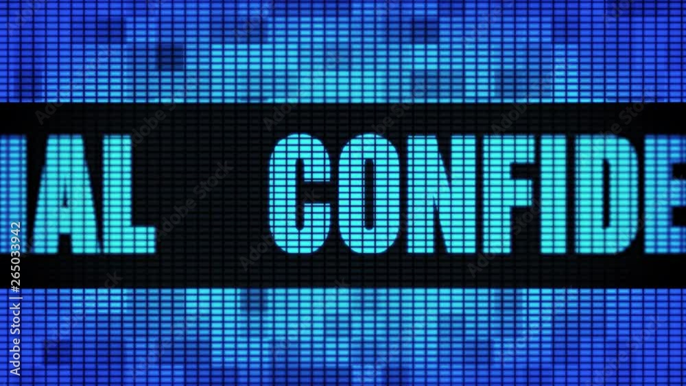 Confidential Front Text Scrolling on Light Blue Digital LED Display ...