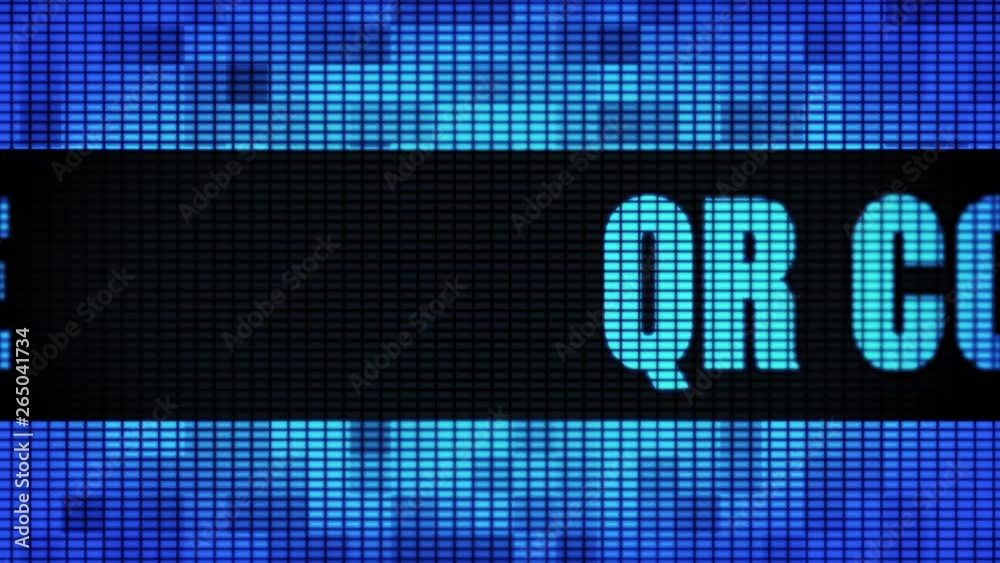 QR Code Front Text Scrolling on Light Blue Digital LED Display Board ...