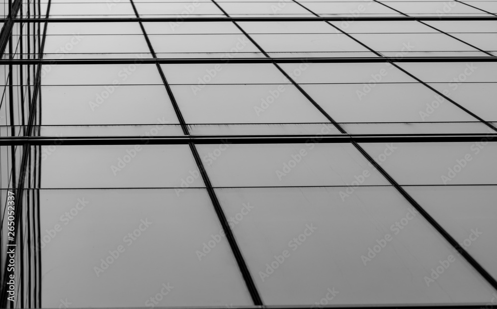 Perspective view of modern futuristic glass building abstract ...