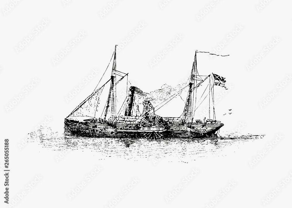 Shipwreck vintage drawing Stock Vector | Adobe Stock