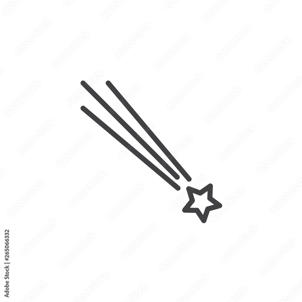 Falling meteor star line icon. Starfall linear style sign for mobile ...