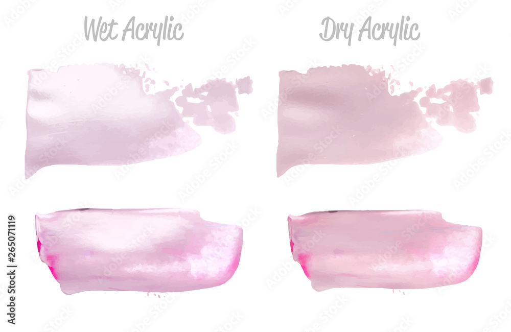 Vector violet paint smear stroke stain set. Abstract wet and dry ...