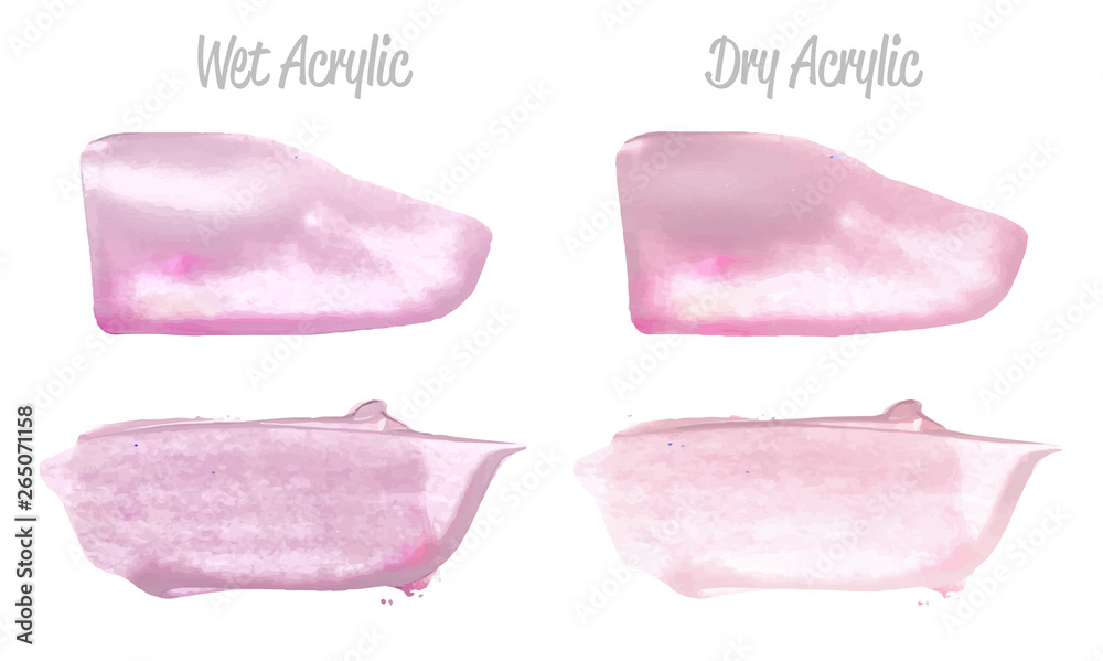 Vector violet paint smear stroke stain set. Abstract wet and dry ...