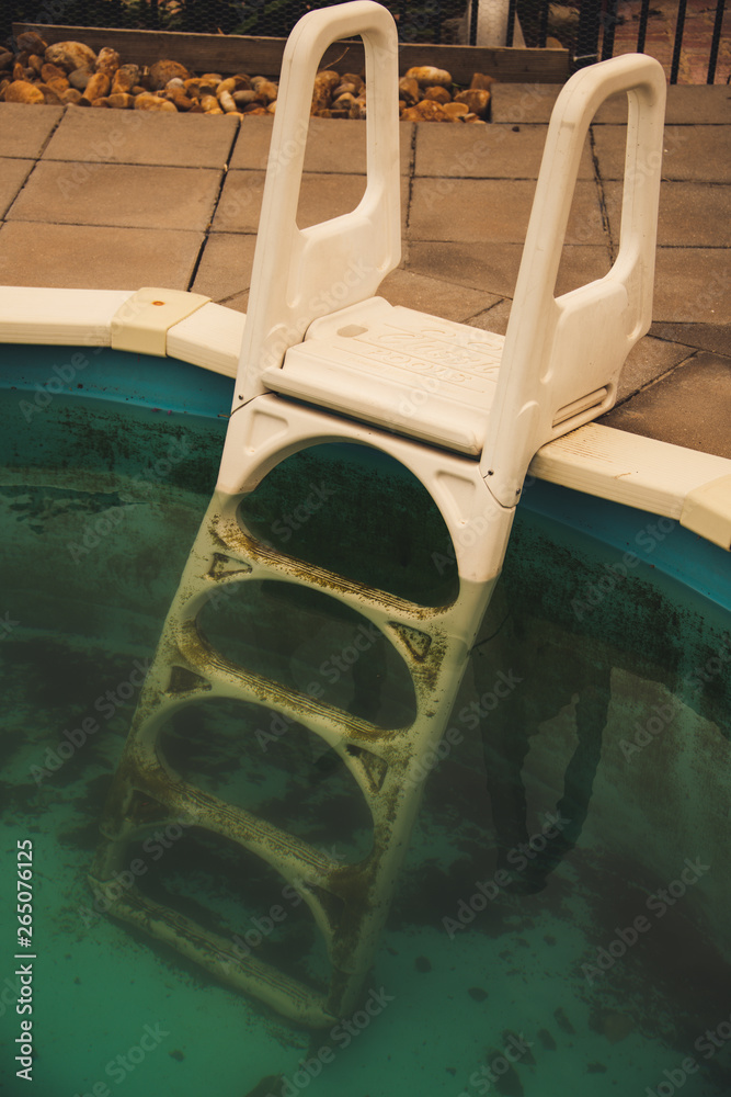 Neglected swimming pool with green algae Stock Photo | Adobe Stock