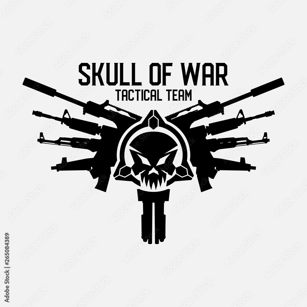 Skull of War Logo Template Design Illustration for Game, Team, Military ...