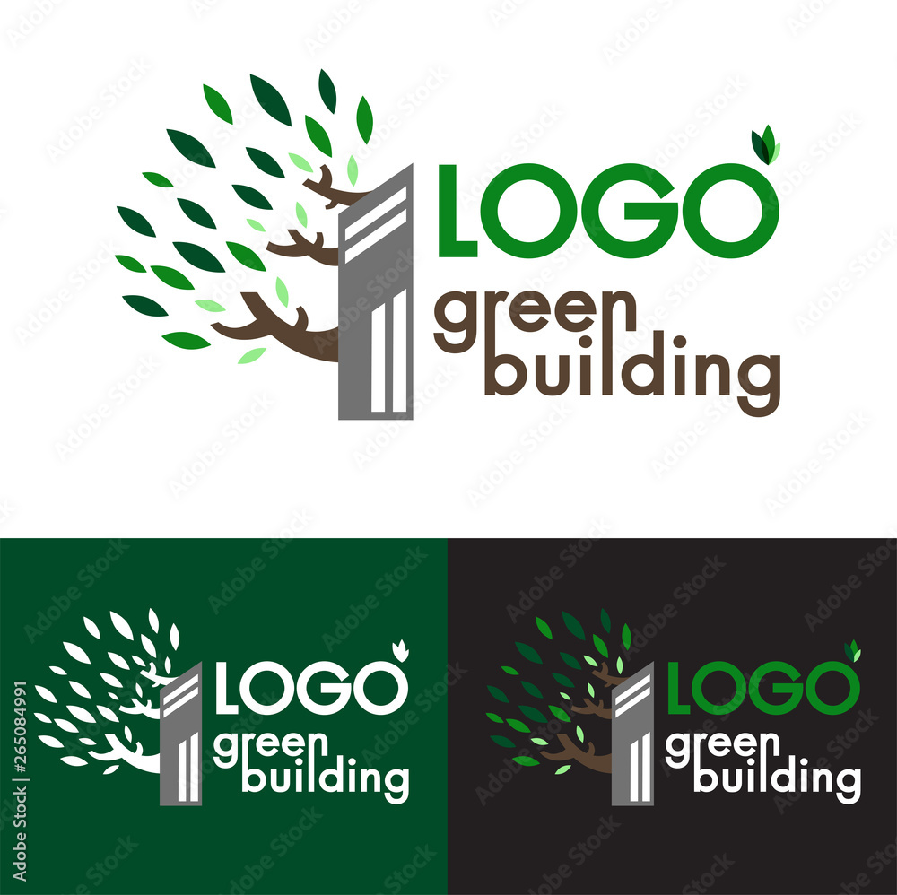 Logo vector green building organic natural emblem and design template ...