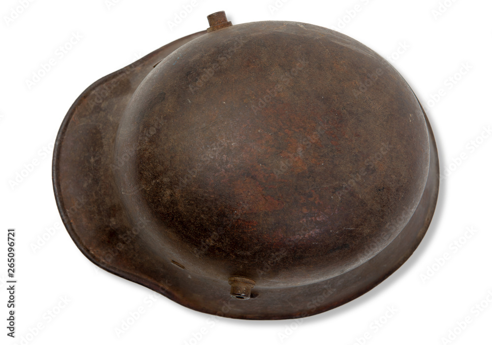 German World War One (Stahlhelm) military helmet on white background ...
