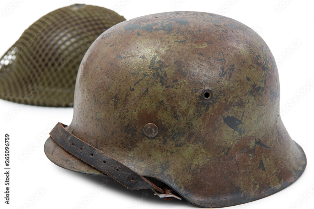 German World War Two (Stahlhelm M1942) military helmet, Normandy 1944 ...