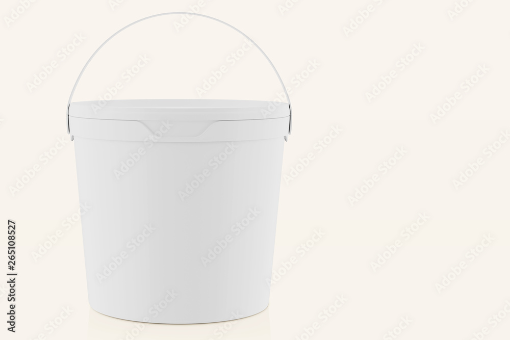 White matte plastic bucket for food products, paint, household stuff ...