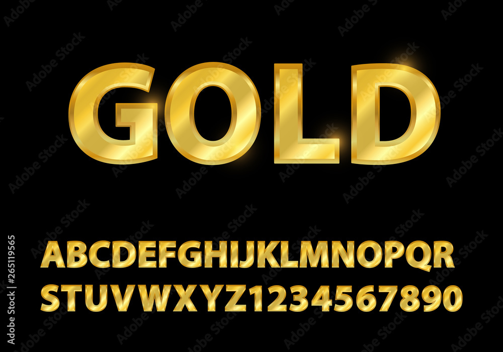 Set Gold font shapes composition. classic style golden logo poster ...