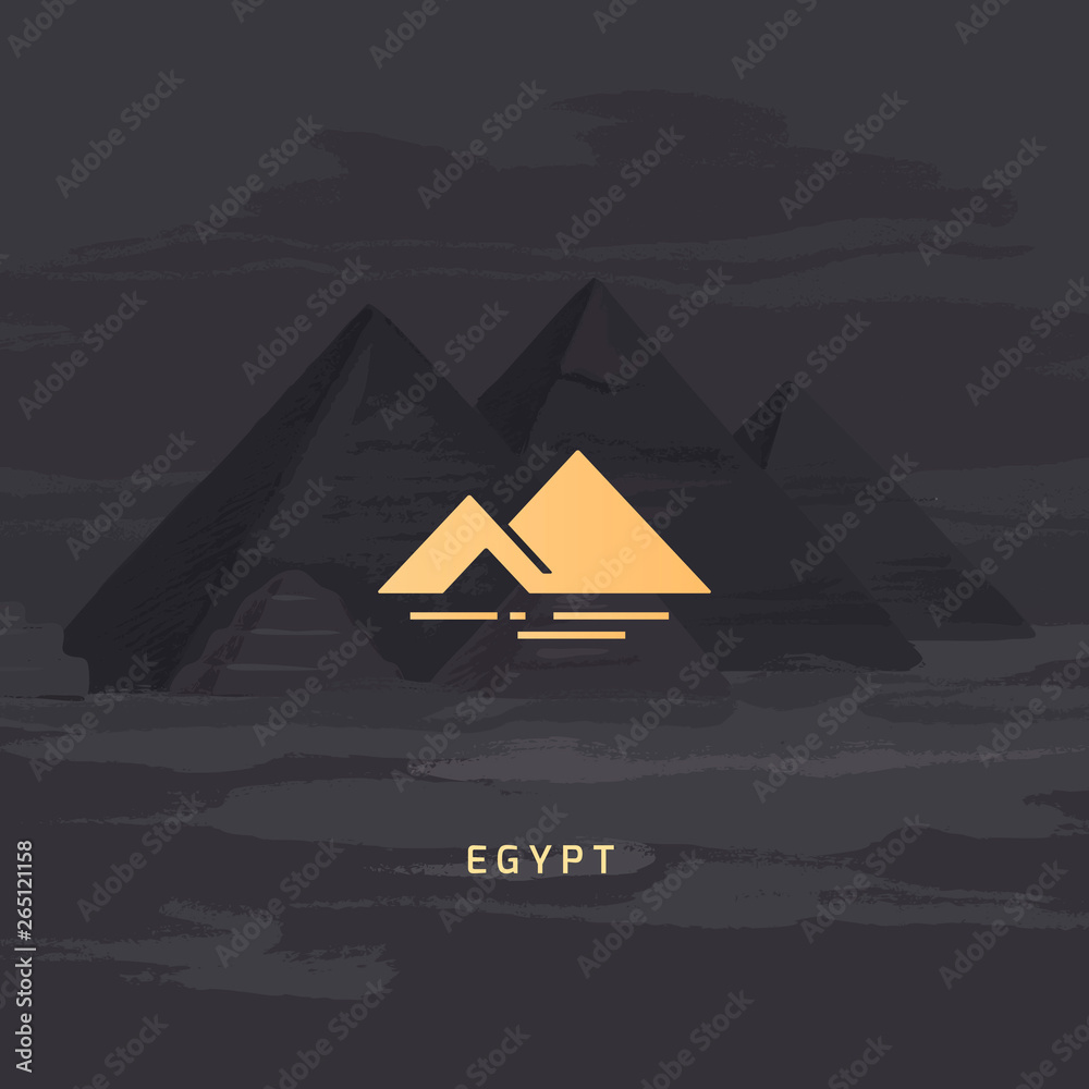 Vector icon of the most famous symbol of Egypt - the pyramid. Egyptian ...