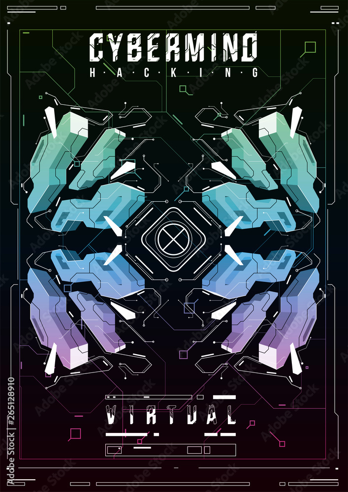 Vettoriale Stock Cyberpunk futuristic poster. Retro futuristic poster ...