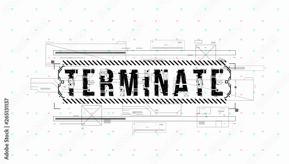 Terminate. Conceptual Layout with HUD elements for print and web ...
