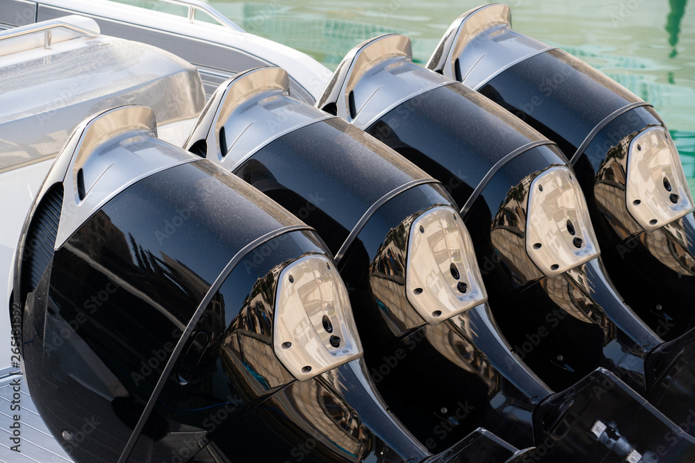 Photo & Art Print Four outboard motors on a speed boat, scharfsinn86