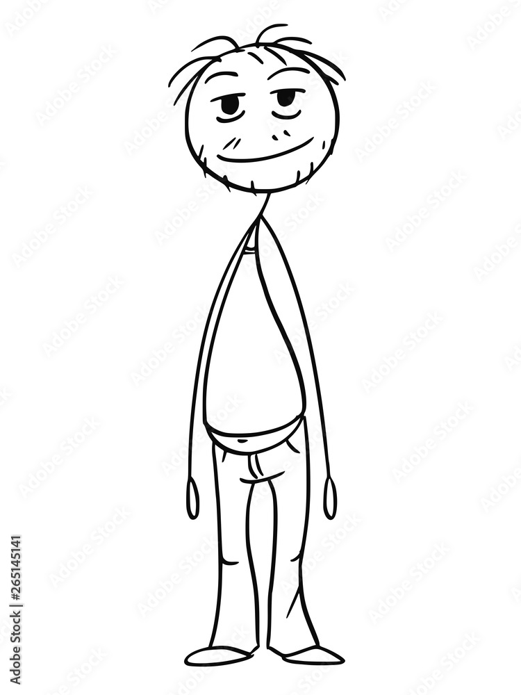 Cartoon stick figure drawing conceptual illustration of smiling goofy ...