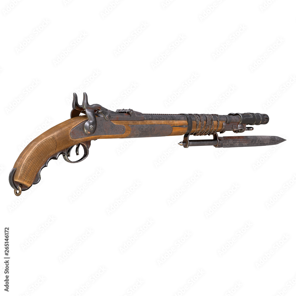 Fantasy bleed musket in post-apocalypse style with a knife on an ...